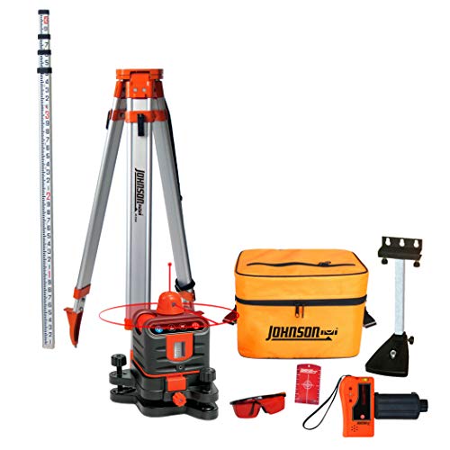 Johnson Level & Tool 99-005K Manual-Leveling Rotary Laser System, Red, 1 Kit