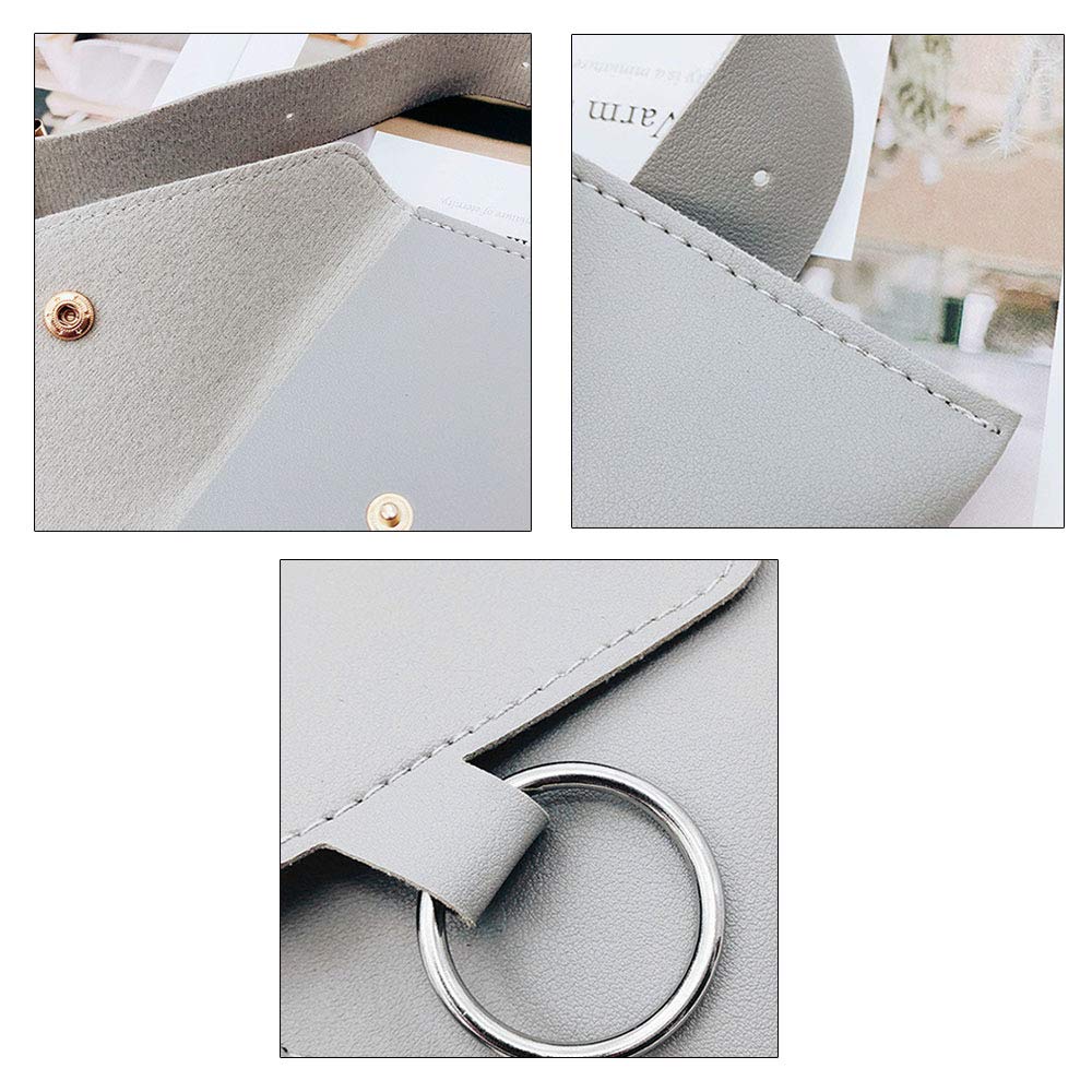 Danse Jupe Women Mini Envelope Waist Bag PU Leather Clutch Cell Phone Purse Chest Bag Light Grey