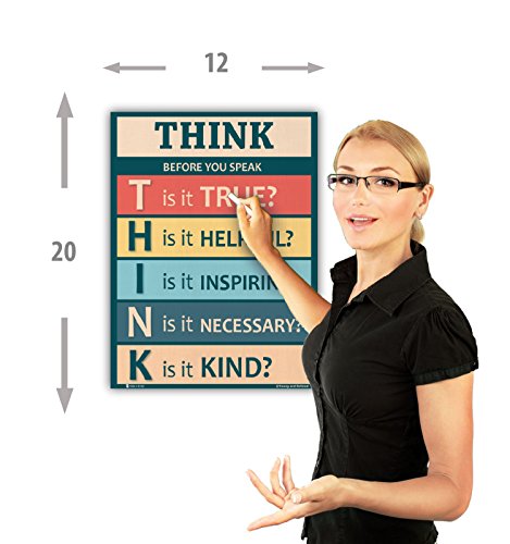 Think before you speak LAMINATED motivational chart rainbow colors classrooms and educators poster 15x20