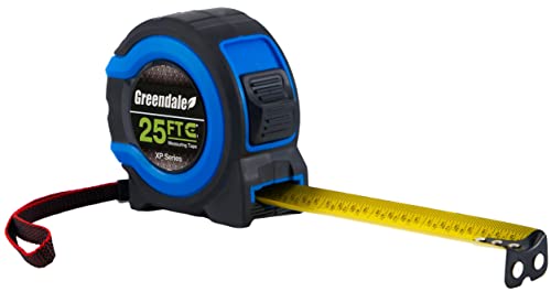 Greendale - 3 Pack - 25 ft Tape Measures - Easy to Read Fractions to 1/8th inch - Magnetic Tip - Thumb and Quick Lock - Autowind - Belt Clip