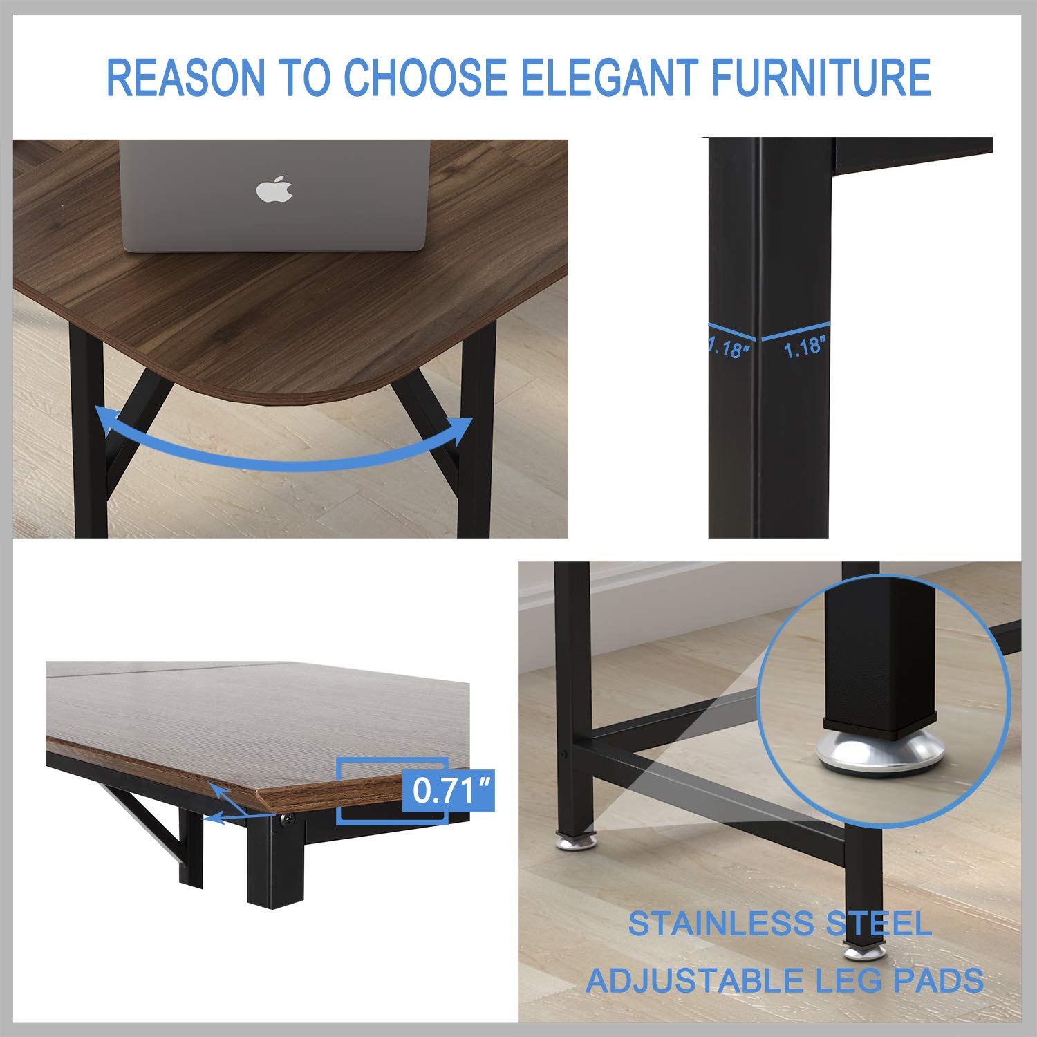 ELEGANT L-Shaped Computer Desk 55" x 55" with 29" Deep Writing Desk, Home Office Desk Large Writing Desk Workstation Study Desk, L Shaped Computer Desk(Oak Brown)