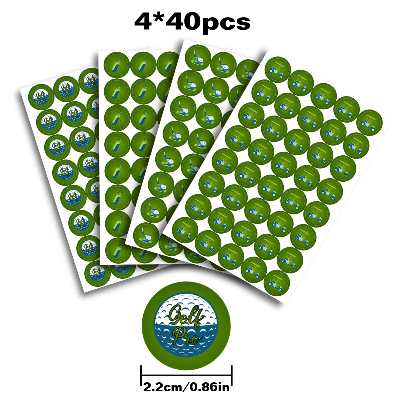 Golf Theme Round Candy Sticker - Golfing Birthday or Retirement Party Favors Sticker Labels Fit Chocolate Candy (160 Pieces)
