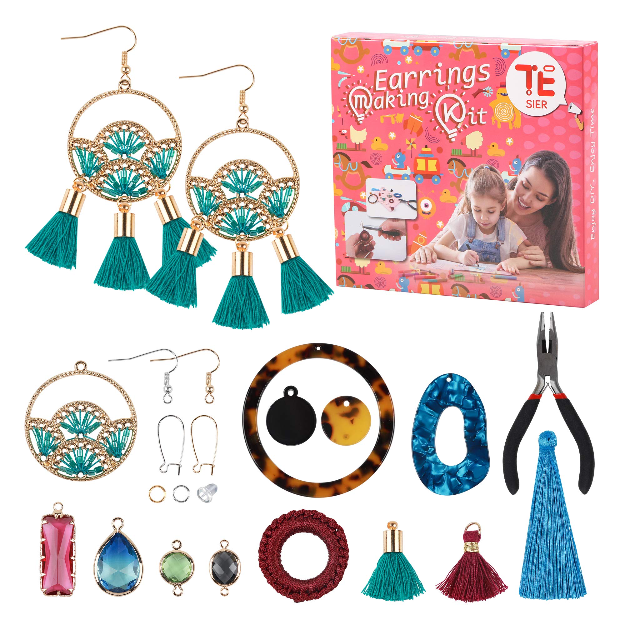 Earrings Making Kit - Comes with a Wide Range of Designs, Stoppers, Hooks & Accessories - Perfect for Hobbyists DIY Ear Jewelry Crafting Bundle for Artistic and Stylish Adults