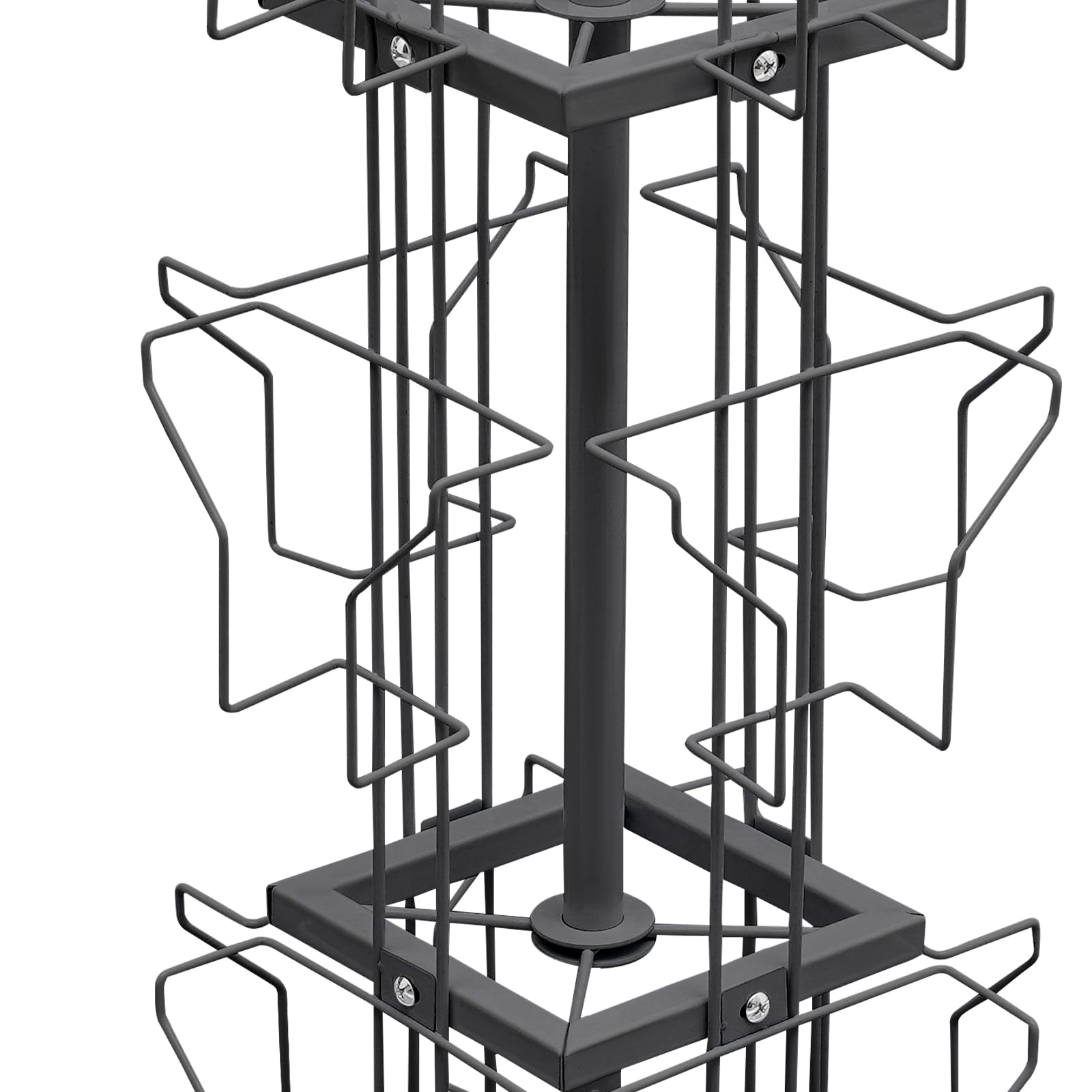 Fichiouy 3-Tier Rotating Greeting Card Rack for Store, Metal Display Stand Spinning Floor Stand 12 Pocket Rotating Holder for Stickers Showcase (White)