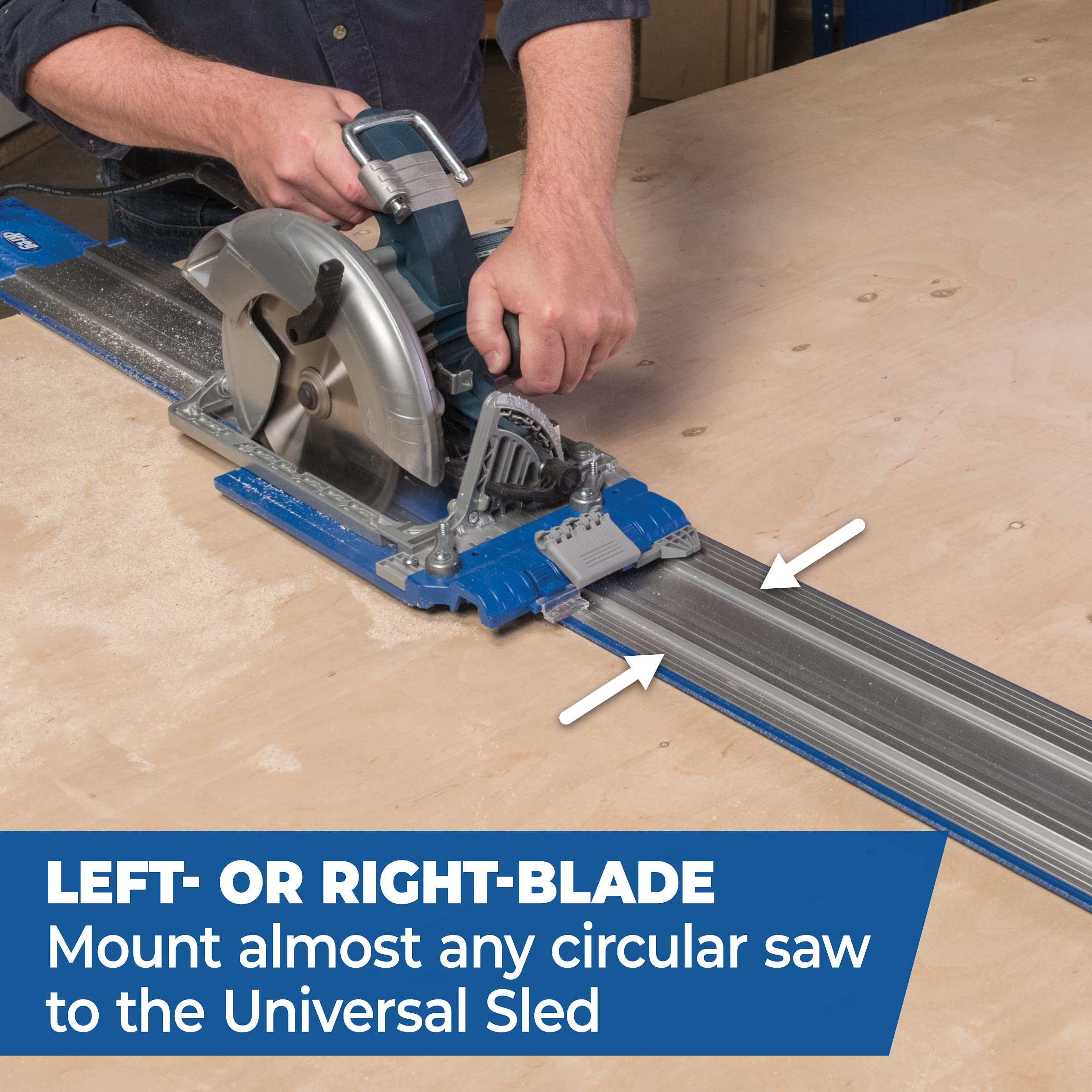 Kreg KMA3700 Accu-Cut XL - Track Saw Guide - With Universal Sled - Make Cross-, Rip- & Angled-Cuts Easily - Straight Cut Guide Track System - Circular Saw Track Guide