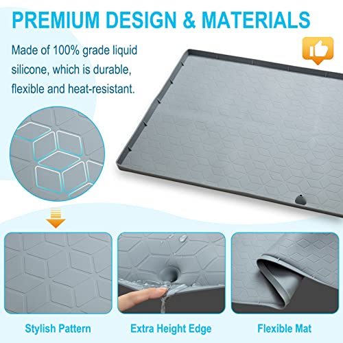 Fashionwu Sink Mat, 34ββ x 22ββ, Grey