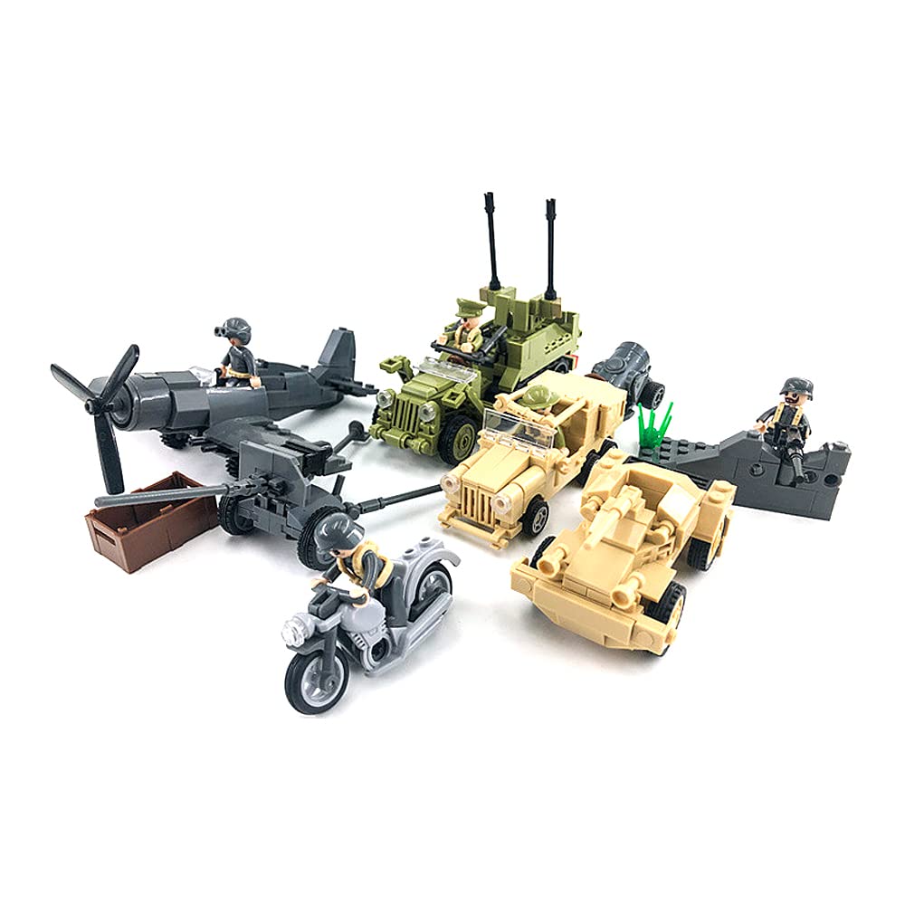 DAHONPA War 2 Building Blocks with 5 Figures(552 PCS), WW2 Military Historical Construction Model for Display,Toys Gifts for Kid and Adult.