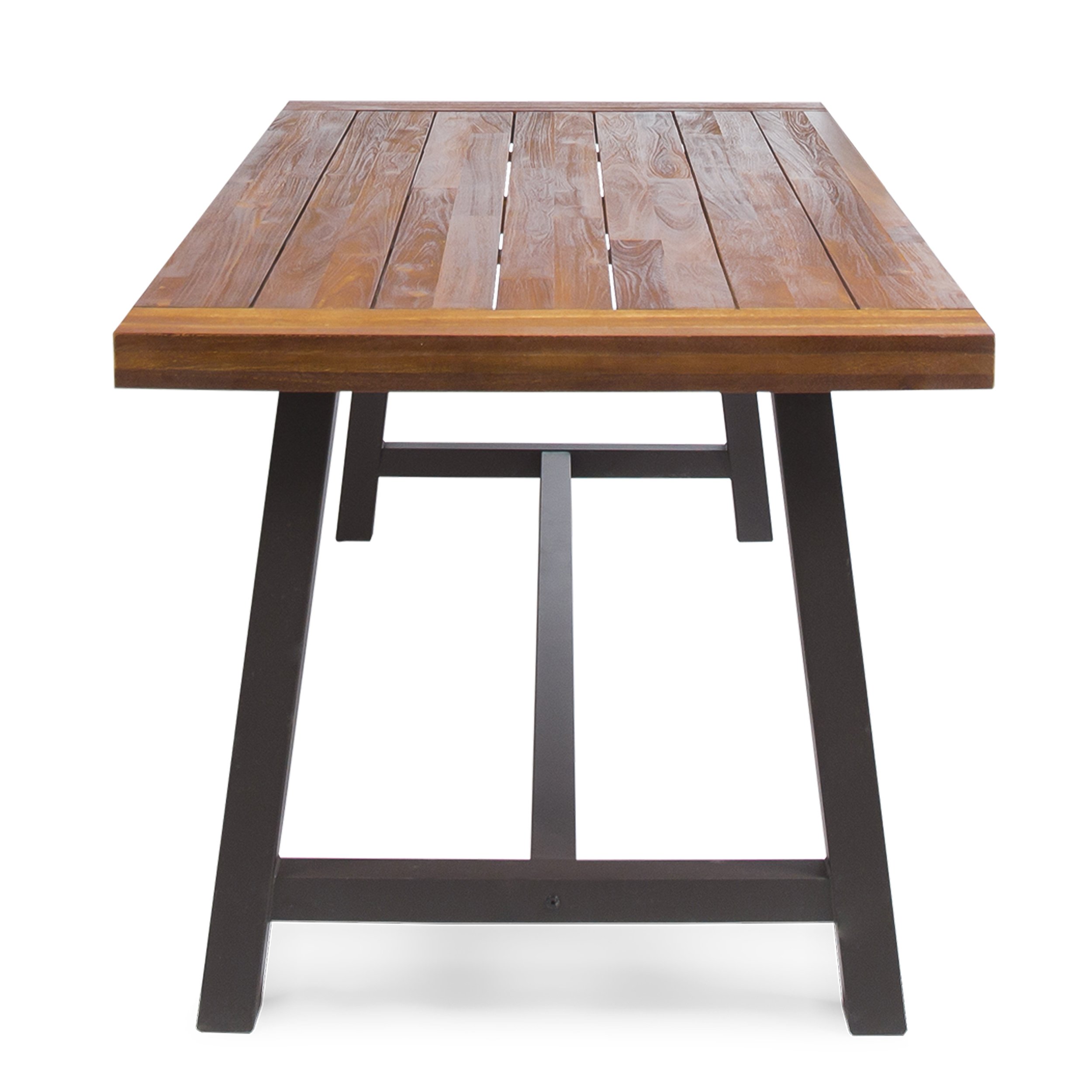 Christopher Knight Home Teague Outdoor Acacia Wood Dining Chairs (Set of 2) Carlisle Outdoor Dining Table with Iron Legs