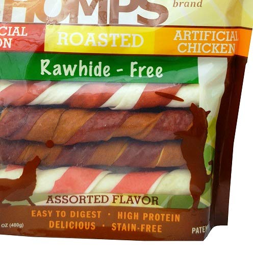 Pork Chomps Baked Pork Skin Dog Chews, 6-inch Twists, Assorted Flavors, 12 Count
