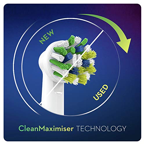 Oral-B Cross Action Electric Toothbrush Head with CleanMaximiser Technology, Angled Bristles for Deeper Plaque Removal, Pack of 6 Toothbrush Heads, White