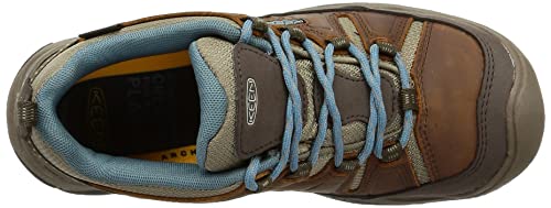 KEEN Women's Circadia Low Height Comfortable Waterproof Hiking Shoes, Syrup/North Atlantic, 7.5 Wide