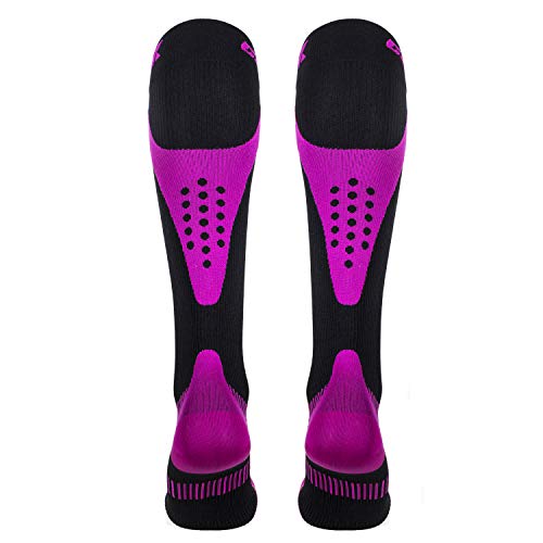 CSX 15-20 mmHg Compression Socks for Men and Women, Knee High, Recovery Support, Athletic Sport Fit, Pink on Black, Medium (15-20 mmHg)