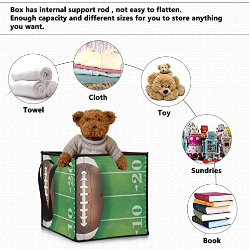 KEEPREAL American Football Cube Storage Bin with Handles, Large Collapsible Organizer Storage Basket for Home Decorative(1Pack,10.6 x 10.6 x 10.6 in)