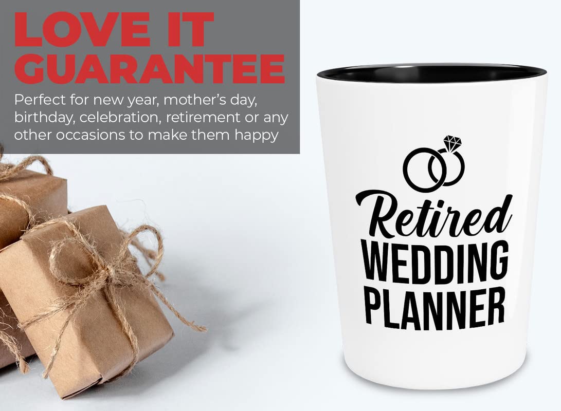 Flairy Land Wedding Planner Shot Glass 1.5oz - Retired Wedding Planner - Wedding Officiant Event Countdown Planning Future Brides Grooms Anniversary