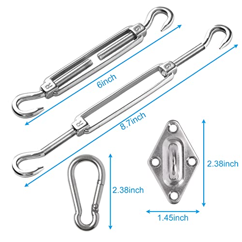 HongWay 40pcs Sun Shade Sail Hardware Kit, 6 Inch for Triangle Rectangle Sunshade Sail Installation, 304 Anti-Rust Stainless Steel, Triangle Shade Sails Accessory for Garden Outdoors, Patio Lawn