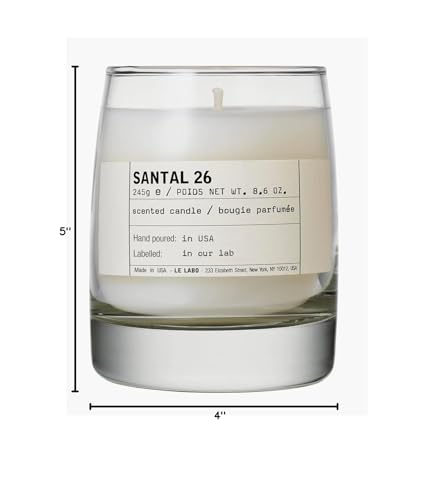 LE LABO Santal 26 Scented Candle 245 Grams 8.6 Ounce Glass jar Boxed Made in USA, Cream