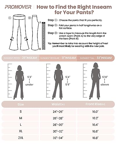 Promover Bootcut Yoga Pants for Women Flare Leggings High Waist Flared Bootleg Workout Pant for Casual Work Dress Pant(Black-33,M)