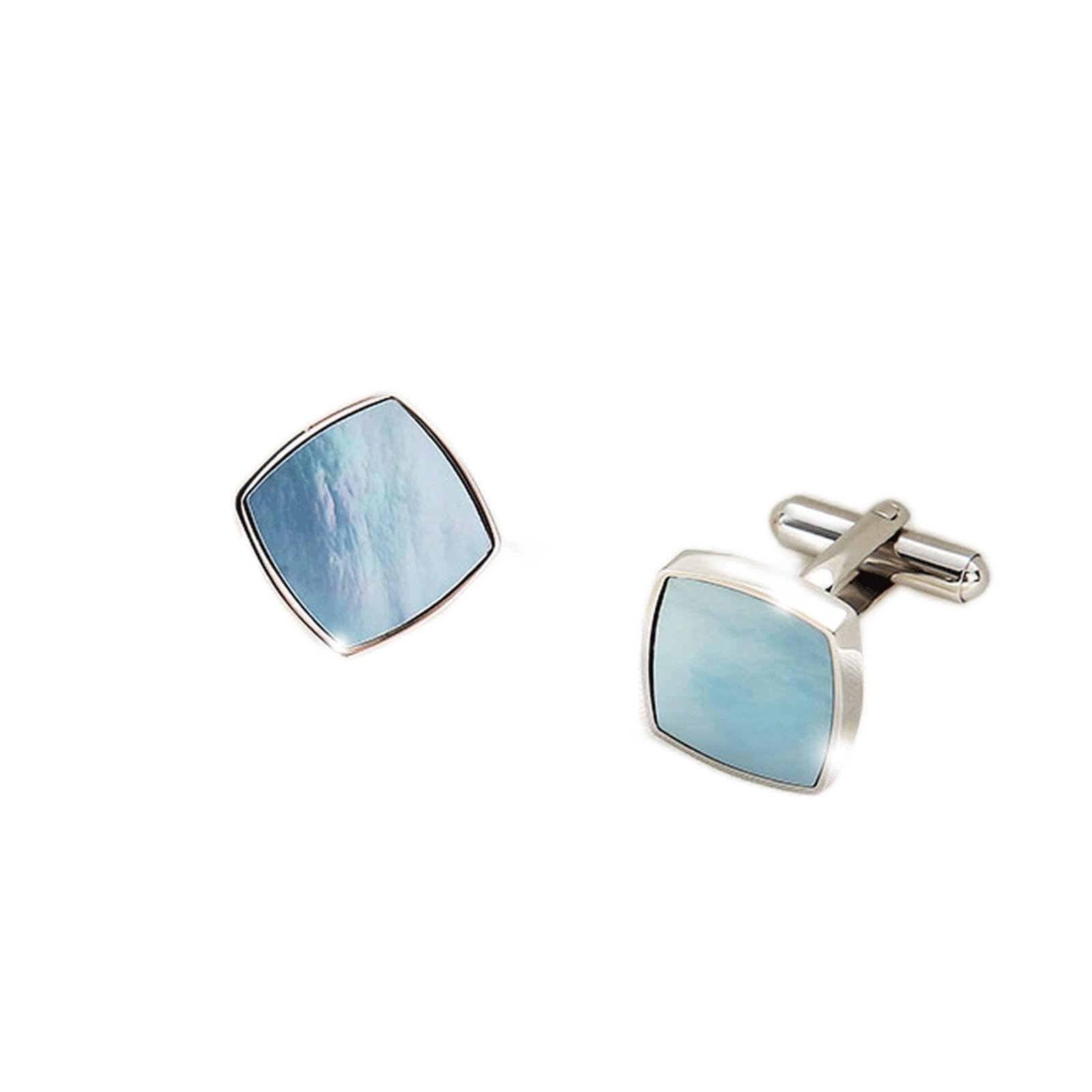 Cufflinks Natural Shell Blue Butterfly Shell Men's Gift Box Shirt Cuff Nail Shirt Suit Cufflinks (Color : A, Size : One Size) (A One Size)