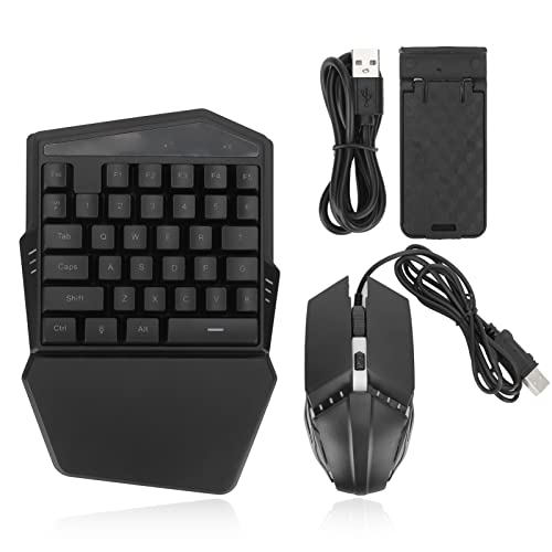 FECAMOS Gaming Half Keypad Mouse, Glowing Customized RGB Backlight One Hand Keyboard Mouse Combo for Tablets