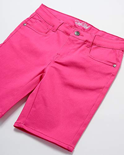 Real Love Girls' Shorts - Super Stretch Twill Bermuda Shorts (2 Pack), Size 14, White/Hot Pink