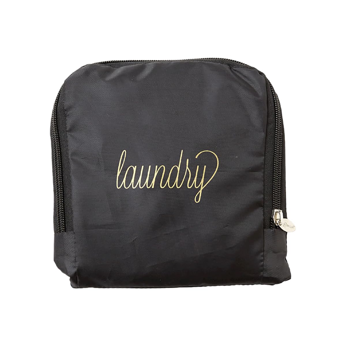 Miamica Soft Travel Laundry Bag with Zipper and Drawstring, Black & Gold, 21” x 22” – Keep Your Dirty Clothes Separate and Your Suitcase Organized – Expandable, Durable, and Foldable Laundry Bag