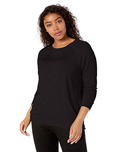 Daily Ritual Women's Supersoft Terry Relaxed-Fit Long-Sleeve Raglan Sweatshirt, Black, Large