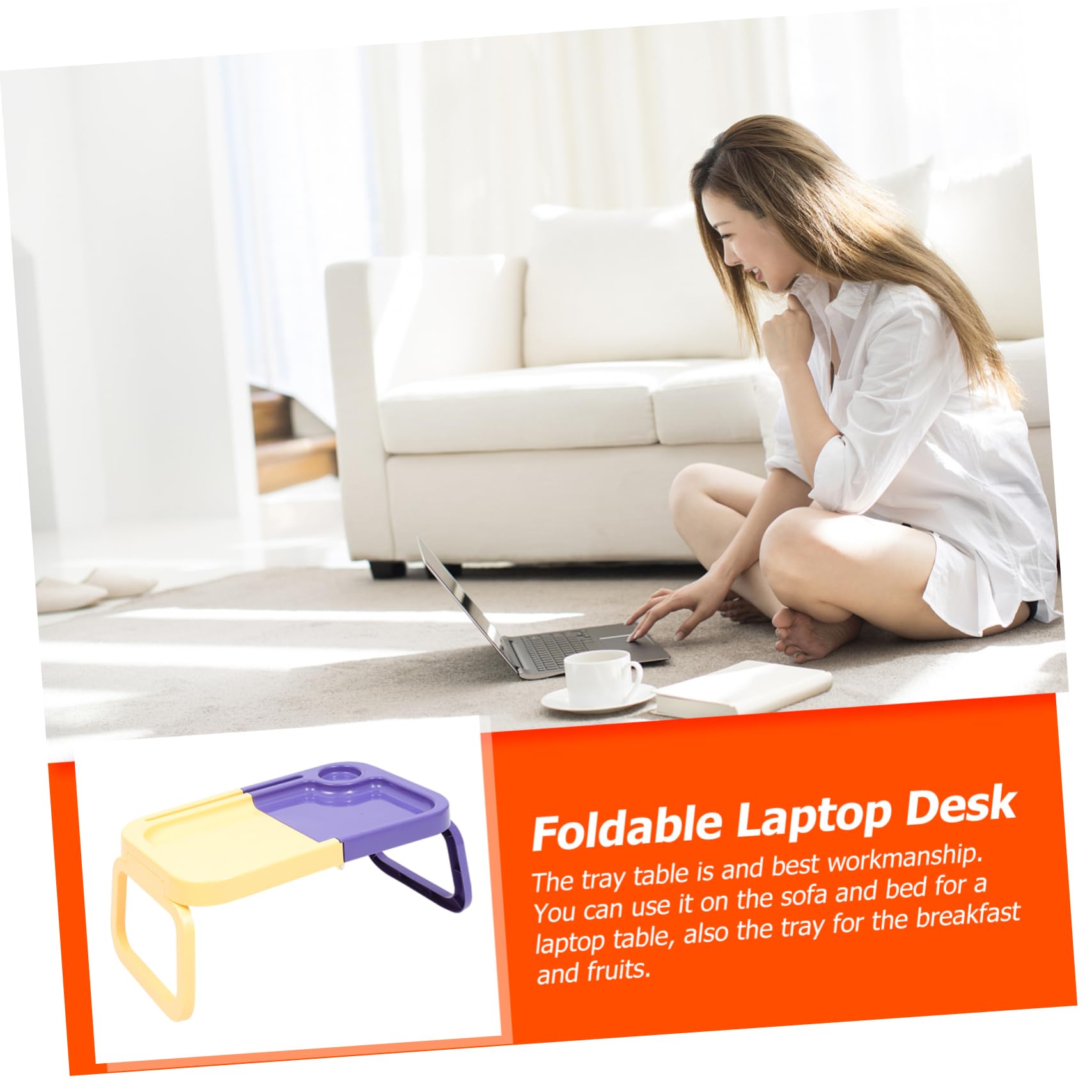 Ciieeo Student Dessert Household Laptop Desk Foldable Household tv Trays Student Laptop Table Television Storage Rack Plastic Plastic Table Breakfast Plate Bedside Table