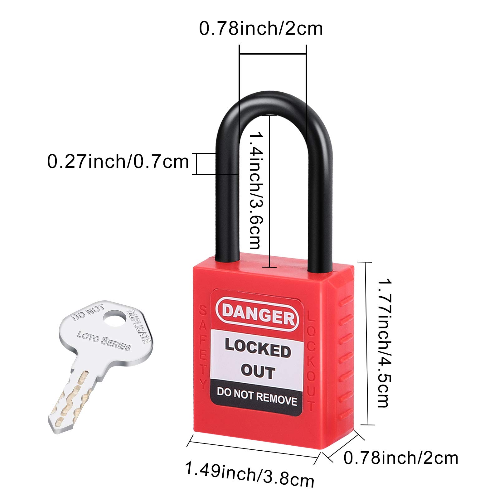 Honoson Valve Lockout and Safety Padlock Combination Oil Gas Valve Lock Natural Gas Valve for Chemical Industry, 1-2.5 inch, Red (1 Pack)