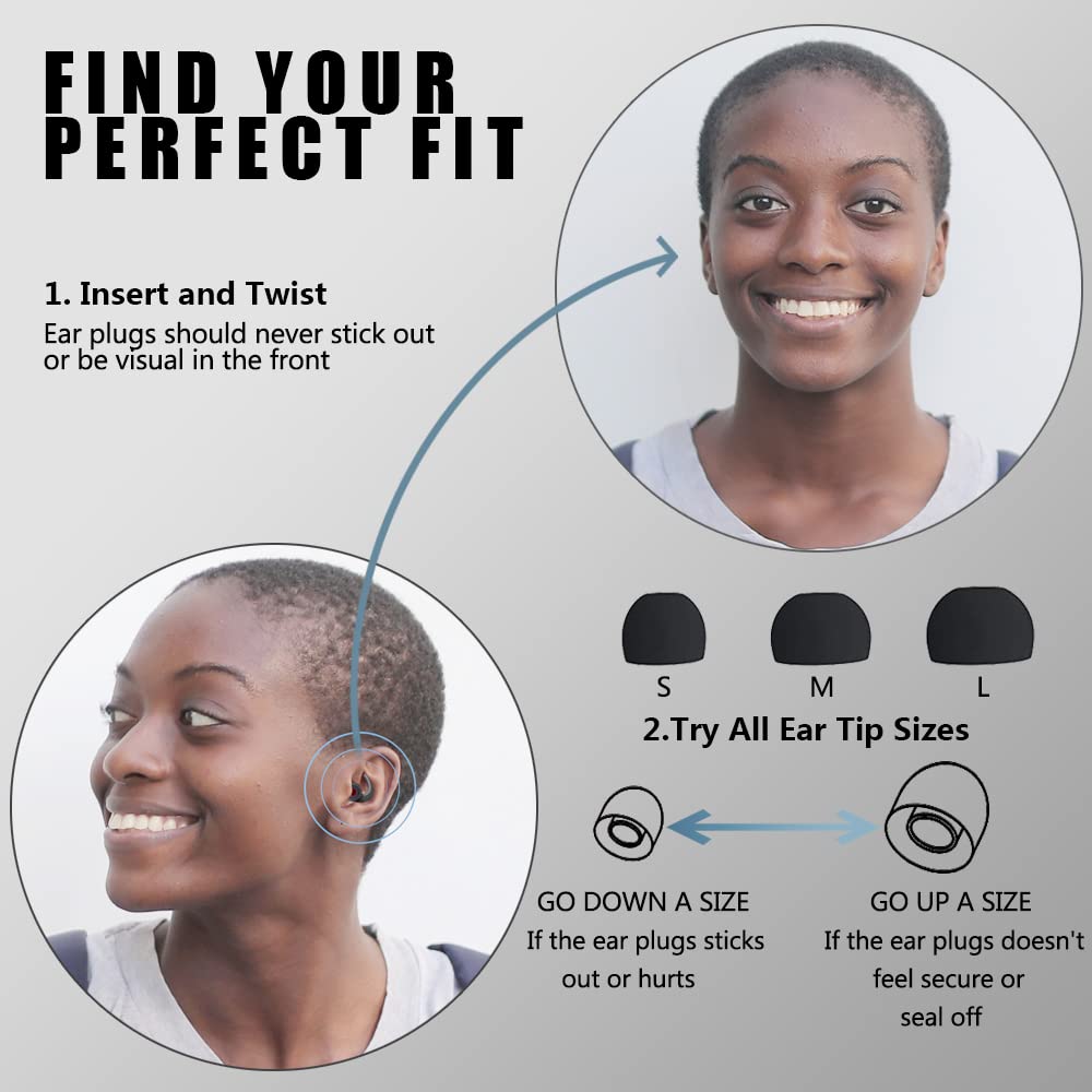 Ear Plugs for Sleeping Noise Cancelling β Super Soft, Reusable Hearing Protection in Flexible Silicone, Noise Cancelling Earbuds for Sleep - 6 Ear Tips in S/M/L β 25dB Noise Cancelling