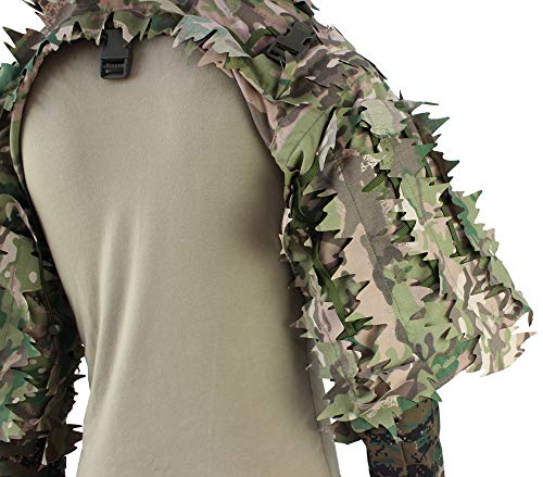 ROCOTACTICAL Sniper Ghillie Viper Hood with 3D Laser-Cut Leaves, Tactical Ghillie Suit Foundation for Wargame, Hunting, Airsoft, Sniper Coat, CP Multicam