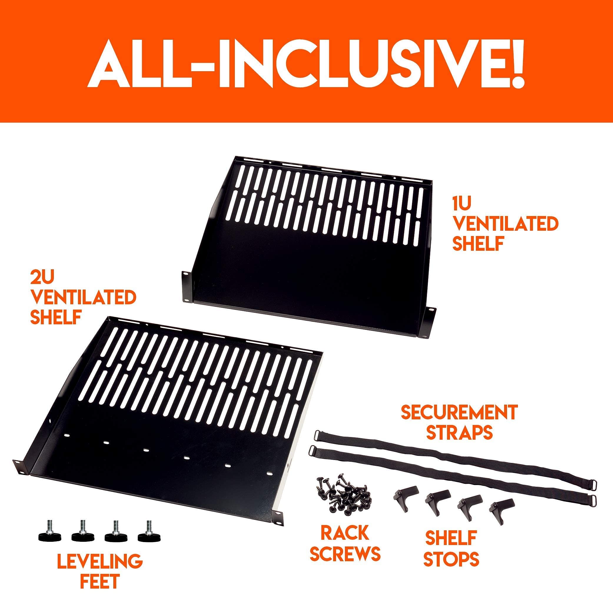 ECHOGEAR 15U Open Frame Rack & Caster Kit - Heavy Duty Rack with Vented Shelves & Easy to Install Wheels