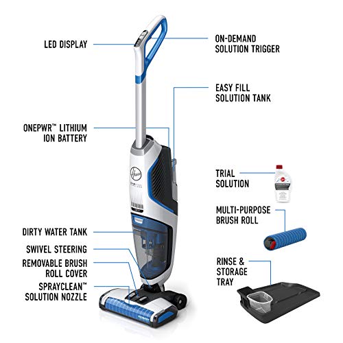 Hoover BH55210 Onepwr FloorMate Jet Cordless Hard Floor Cleaner, Wet Vacuum with 3Ah Battery, White