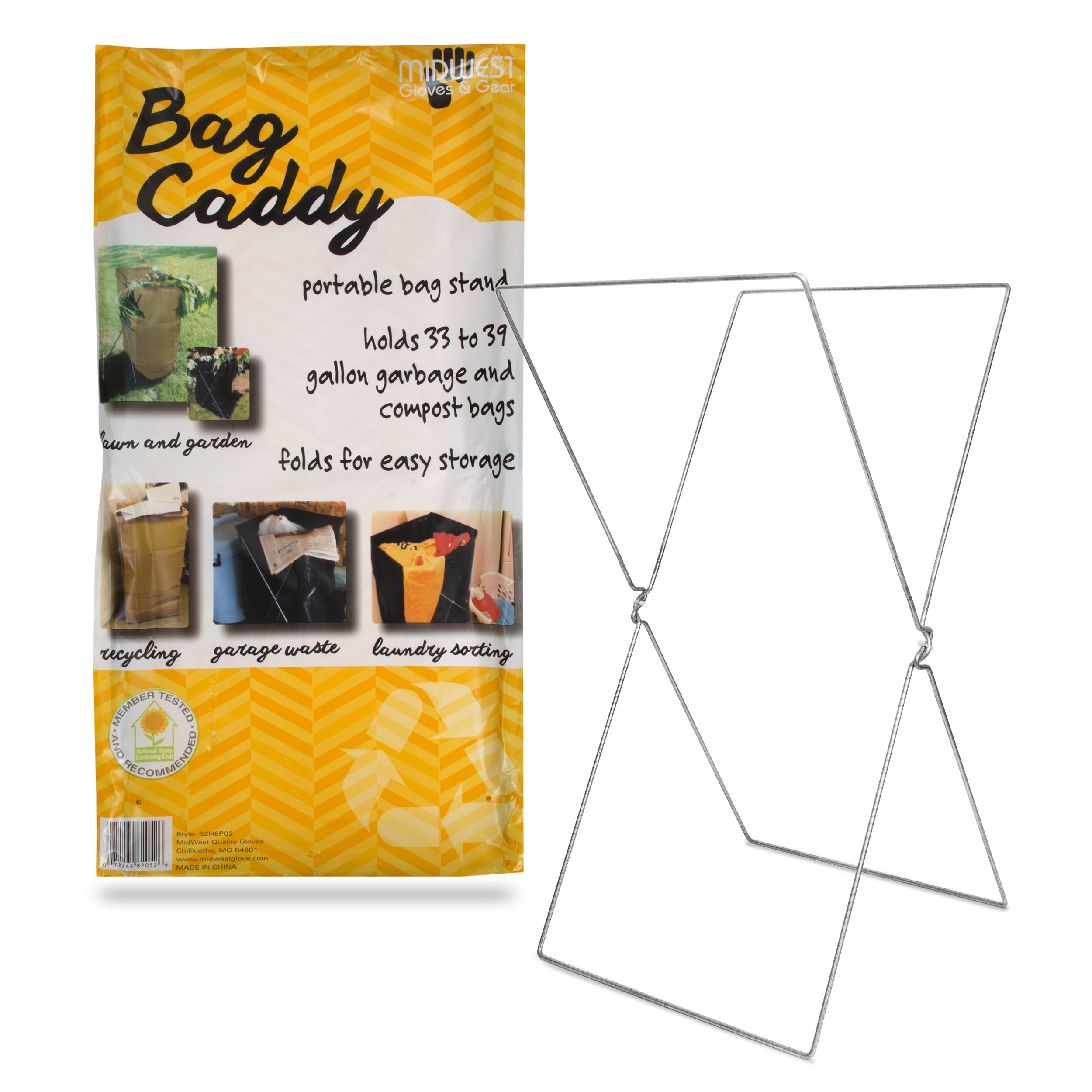 Midwest Gloves & Gear Bag Caddy - Portable Bag Stand for 33 to 39 Gallon Trash Bags, Style 52H8, 2018 Version, 2 Pack, Metal