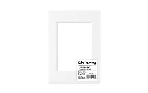 PA Framing Double Thick Gallery Photo Mat Board, Pre-cut Framing Mat - White Core, White