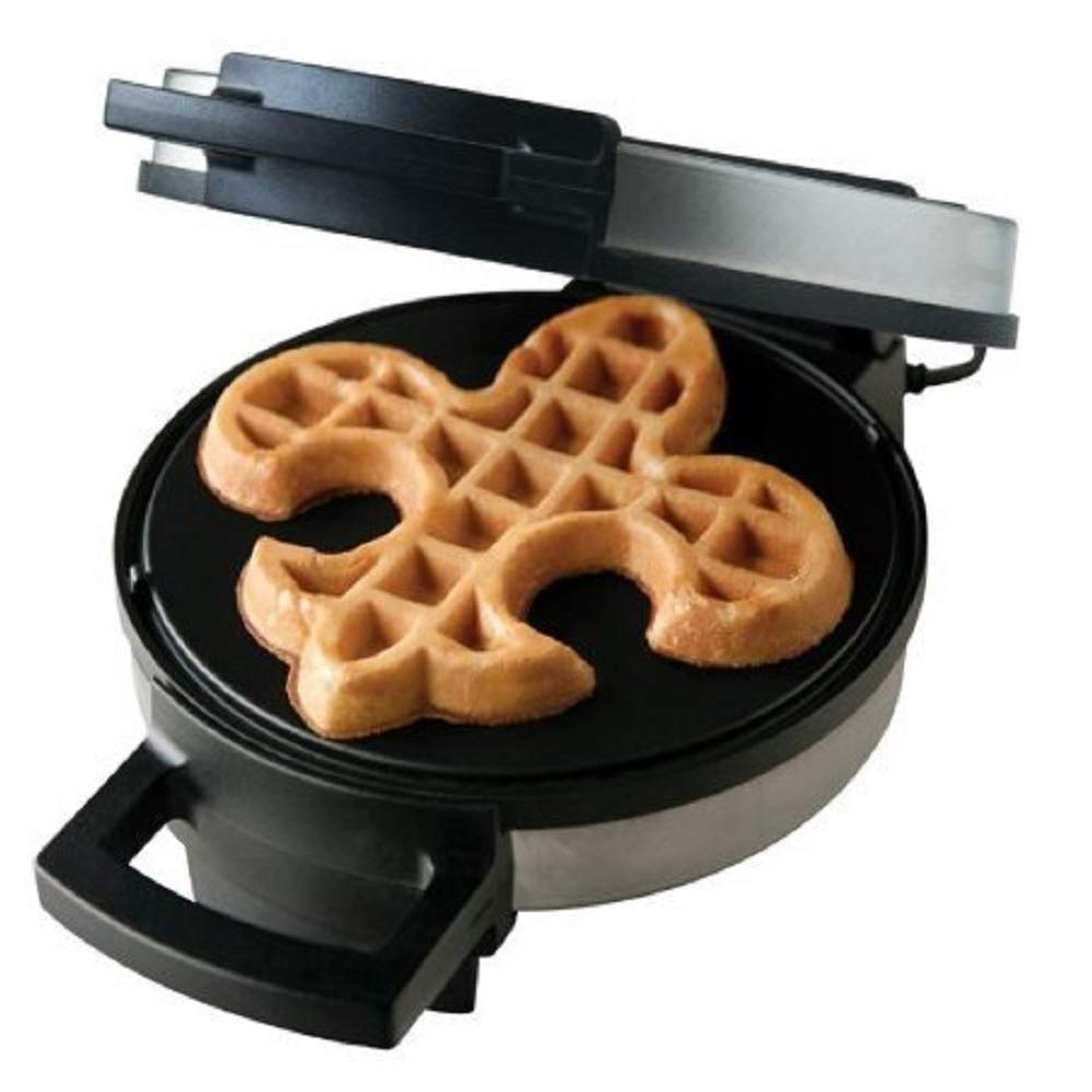 Fleur De Lis Belgian Waffle Maker | Non-stick Waffle Iron | Works Perfectly for Chaffles, Gluten Free or Paleo Pancake And Waffle Mix