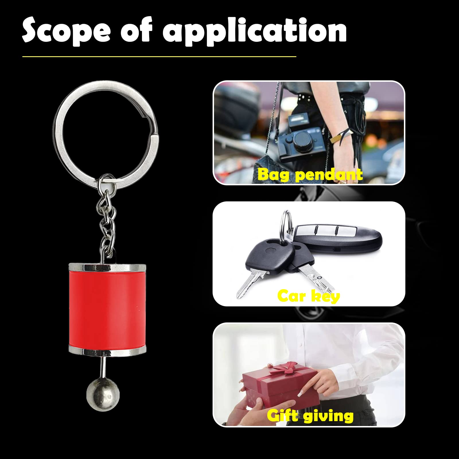 cueclue 1 Pack Car Shifter Keyring, Polished Metal Key Chain Model, 6 Speed Gear Key Clip, Universal Mini Keychain (Blue)