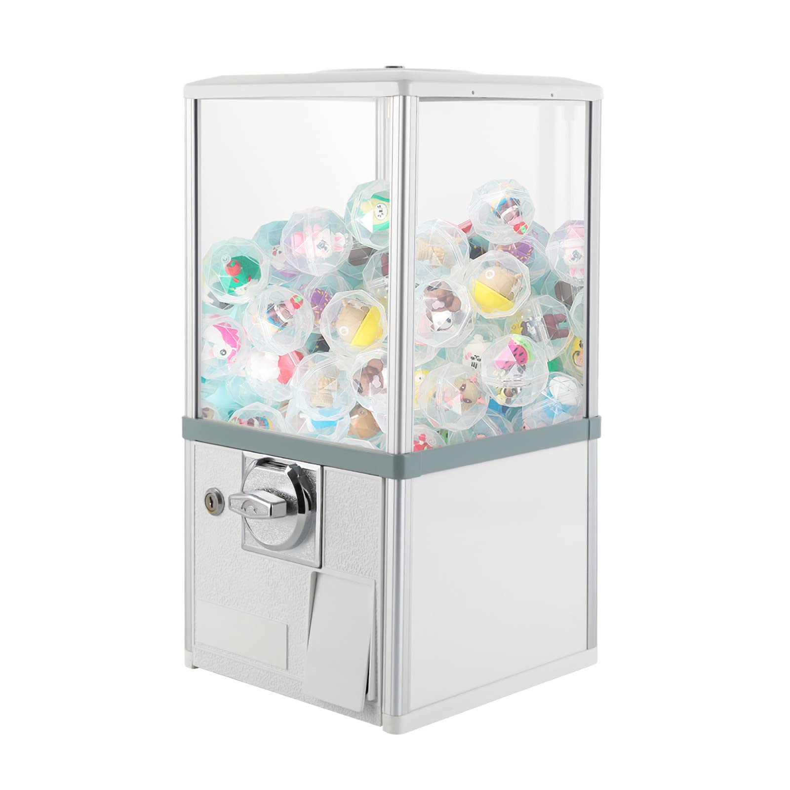 Commercial Vending Machine, 20.87" Height Candy Gumball Machine, Coin Candy Vending Machine for 1.18-2.17in Gadgets, Perfect for Home,Game Stores and Retail Stores (White)