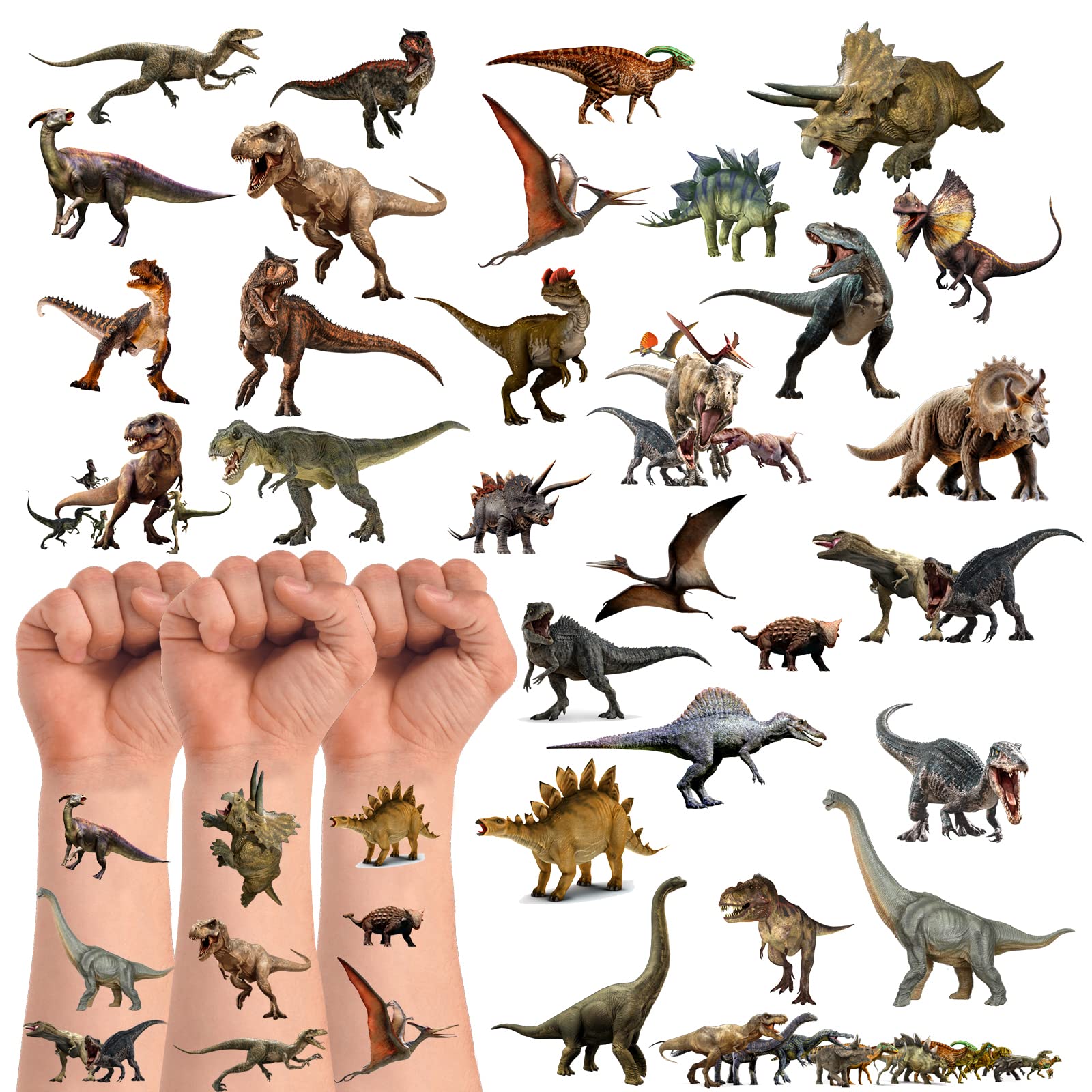 Dinosaur Temporary Tattoos,20 Sheets 160 Pieces Dino Themed Tattoos Stickers Party Decoration Supplies Party favors for Kids Adults