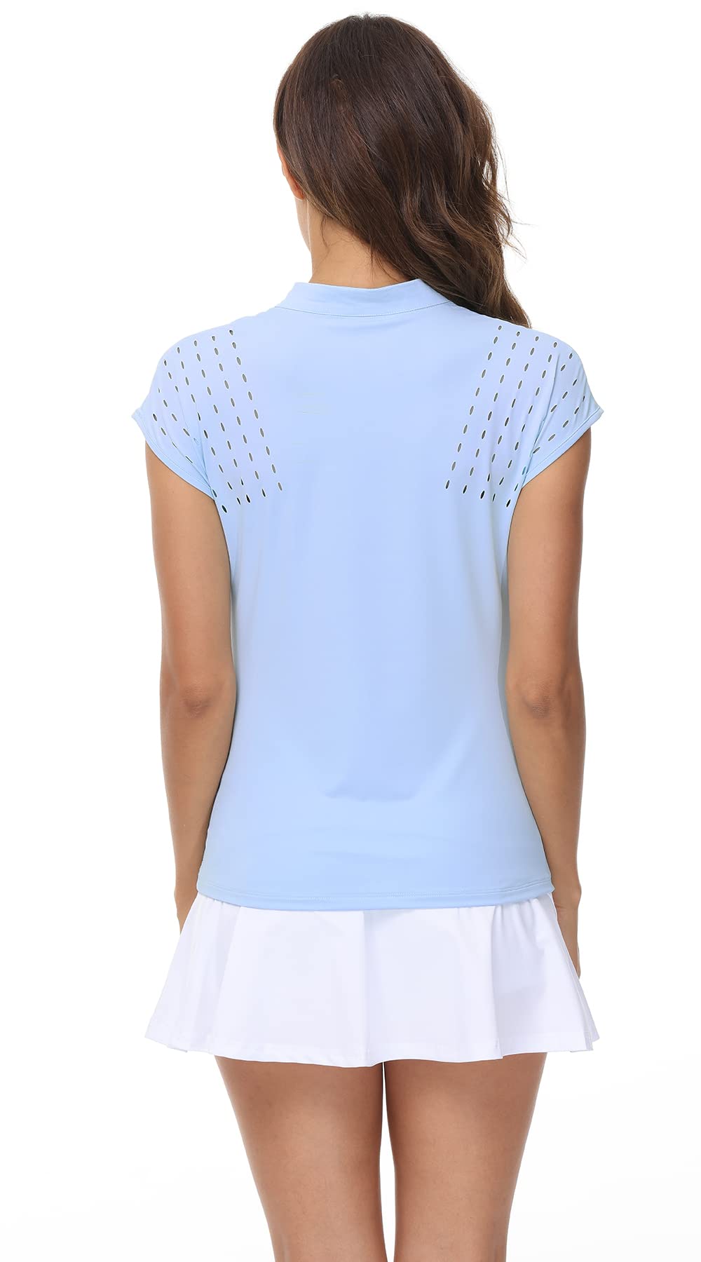 DOTIN Womens 2 Pack Golf Polo Shirts Short Sleeve V Neck Collared Quick Dry Tennis Sports Shirts Workout Tops
