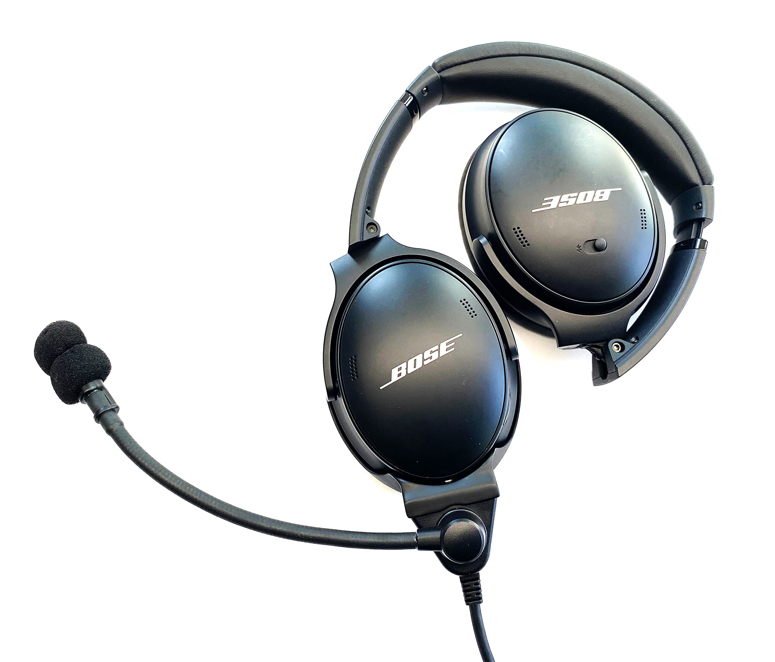 Crystal Mic Pro Lightning with TSOd Intricon Microphone. Compatible with BoseQC45 Noise Cancelling Headphones. Transforms Your Headphone into ANR Aviation Headset.