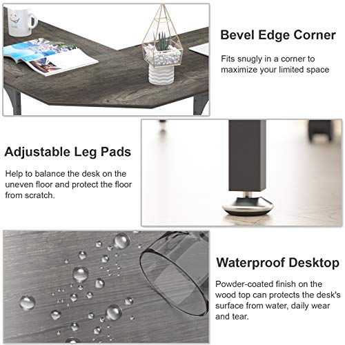 Elephance Large L Shaped Desk 59" Corner Computer Desk PC Table Gaming Table Writing Desk for Home Office
