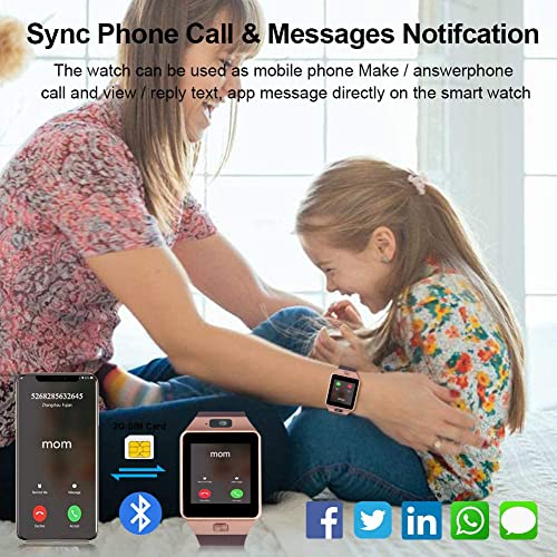 Padgene DZ09 Bluetooth Smartwatch,Touchscreen Wrist Smart Phone Watch Sports Fitness Tracker with SIM SD Card Slot Camera Pedometer Compatible with iOS Android for Kids Men Women