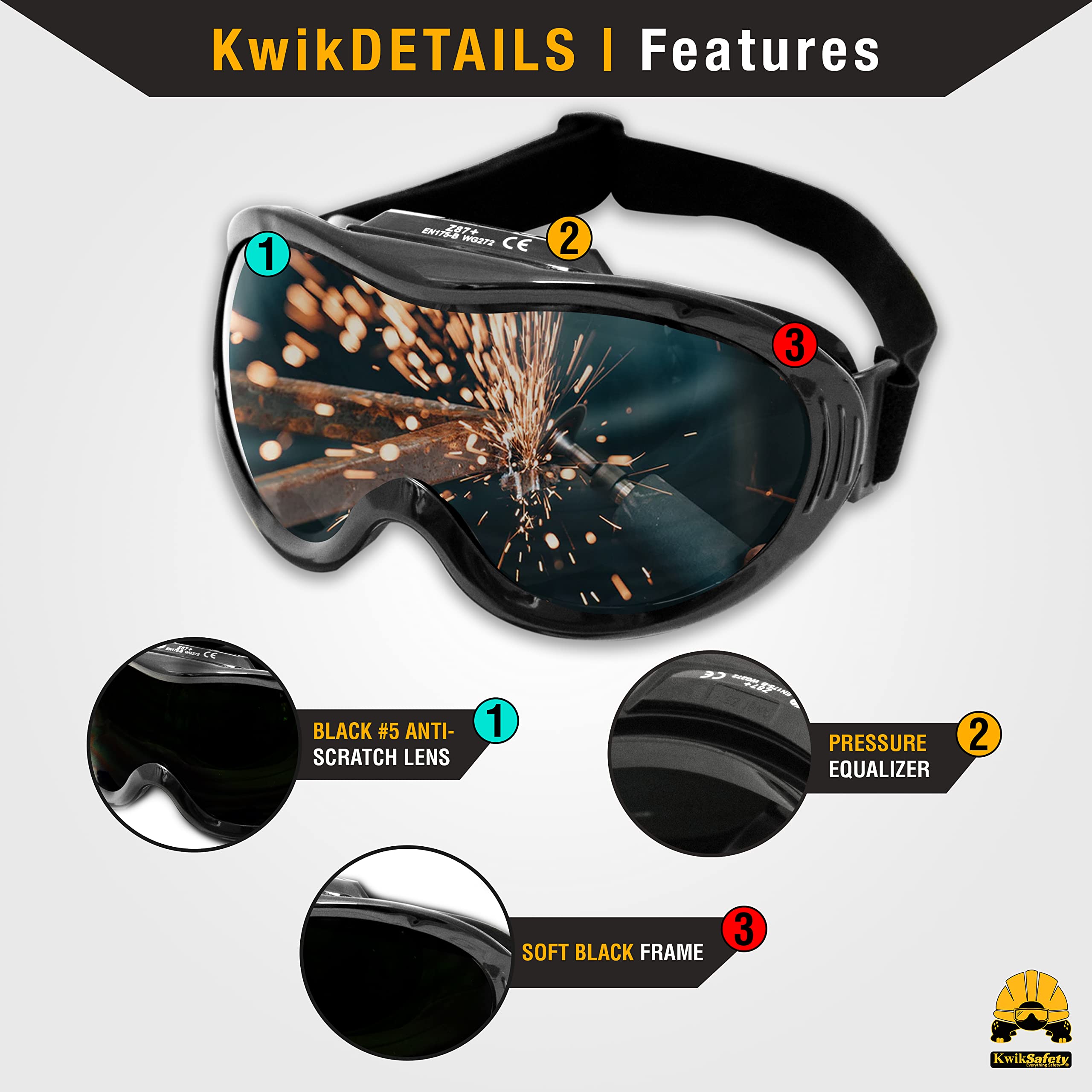 KwikSafety - Charlotte, NC - PIT VIPER ANSI Industrial [ANTI-FOG, ANTI-SCRATCH, Snug FIT] Welding Goggles Shade 5, Ventilation Infrared Welding Torch Brazing Flame Cutting Gas Oxy-Acetylene/Black