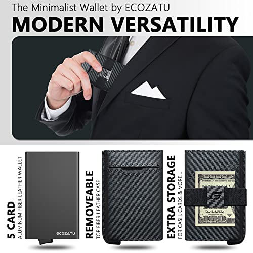 ECOZATU Slim Aluminum Card Holder Wallet,Minimalist Metal Mens Wallet,RFID Blocking Wallet For Men,Pop Up Wallets Men,Stealth Wallets for Men, 14+ Cards Holder Mens Wallets With 2 Cash Bands