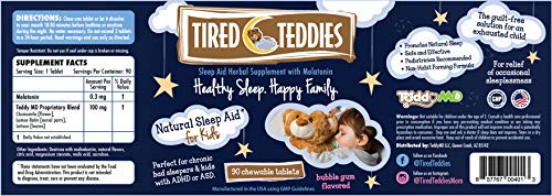 Tired Teddies Melatonin (0.3 mg) Herbal Supplement for Kids - chewable Tablets
