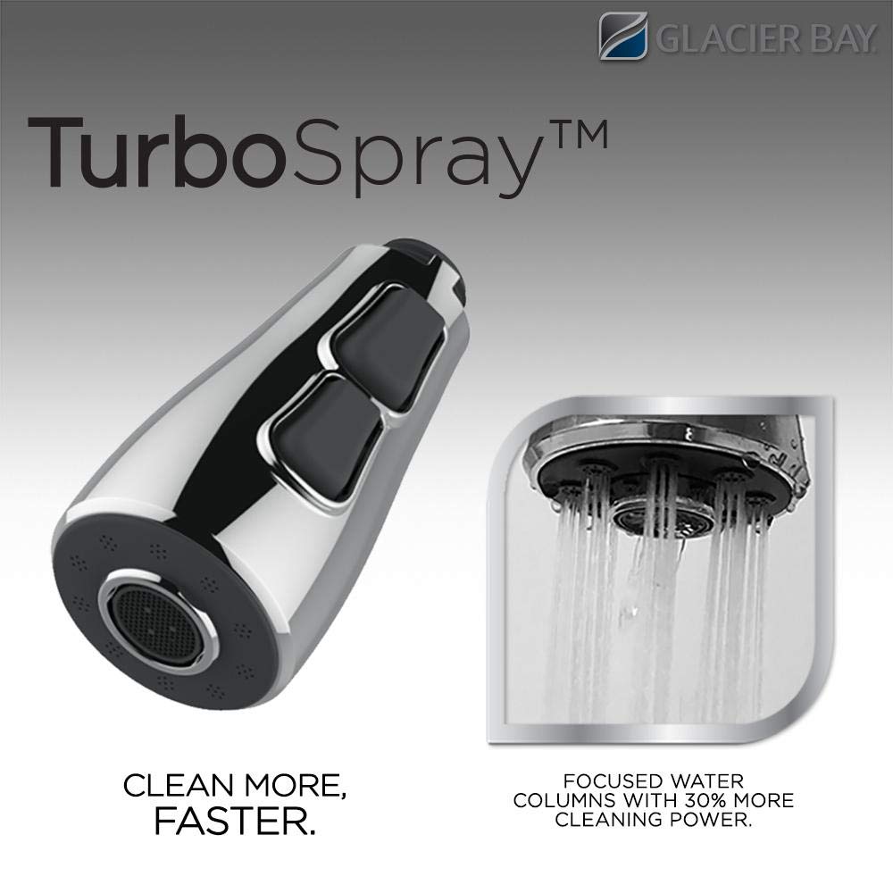 Glacier Bay Paulina Single-Handle Pull-Down Sprayer Kitchen Faucet with TurboSpray & FastMount Includes Soap Dispenser in Matte Gold, HD67780-104405