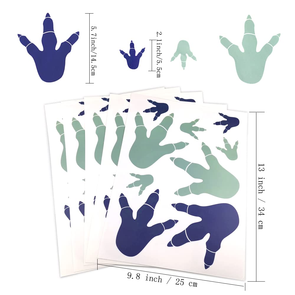 FAZHBARY 45 PCS Dinosaur Footprint Stickers Dinosaur Wall Decals Dinosaur Feet Floor Vinyl Decals for Bedroom Nursery School Dance Studio Decoration