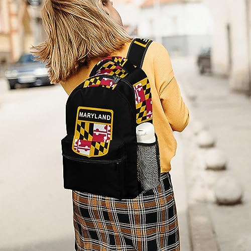 Maryland Flag Lightweight Travel Backpack for Unisex Casual Laptop Bookbag for Camping