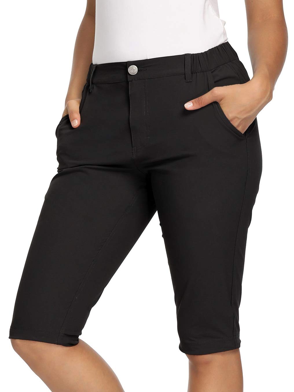 CQC Women's Outdoor Hiking Shorts - Lightweight Quick Dry Cargo Shorts,UPF 50+, Water Resistant,4 Pockets Black XXL