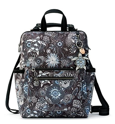 Sakroots womens Eco-twill, Laptop Compartmen Loyola Backpack in Eco Twill Convertible Purse with Adjustable Crossbody Strap Multifunctional Bag, Midnight Seascape, One Size US